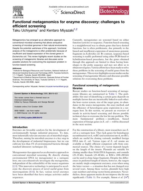 Functional Metagenomics For Enzyme Discovery Challenges To Efficient