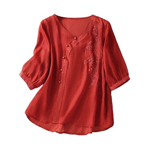 Tops Womens Summer Spring Shirts Trendy Vacation Outfits Loose Fit Solid Color V Neck Half Lenth