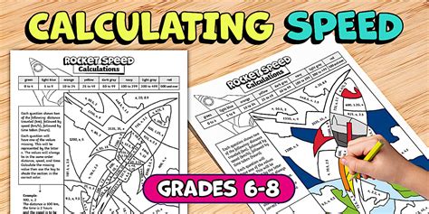 Color By Number Rocket Speed Calculations Worksheet For 6 8