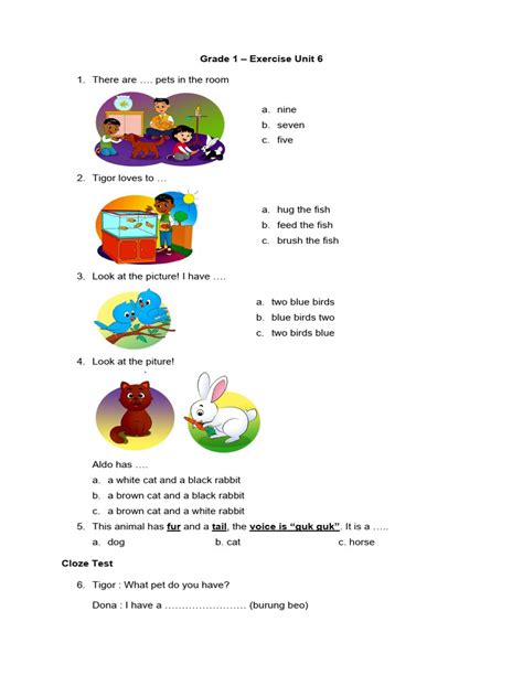 Grade 1 Exercise Unit 6 Pdf