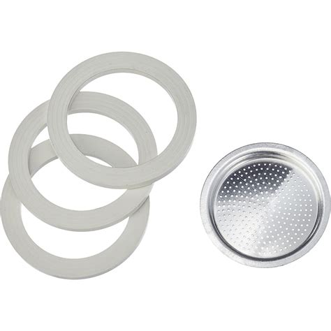 Bialetti Spare Parts 3 Gaskets 1 Plate For Moka Express And Dama 6 Cups