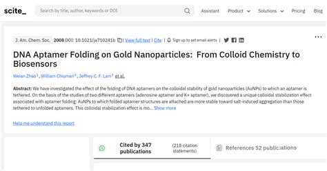 Dna Aptamer Folding On Gold Nanoparticles From Colloid Chemistry To Biosensors Scite Report