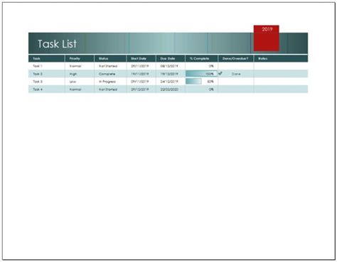 excel task list with subtasks template
