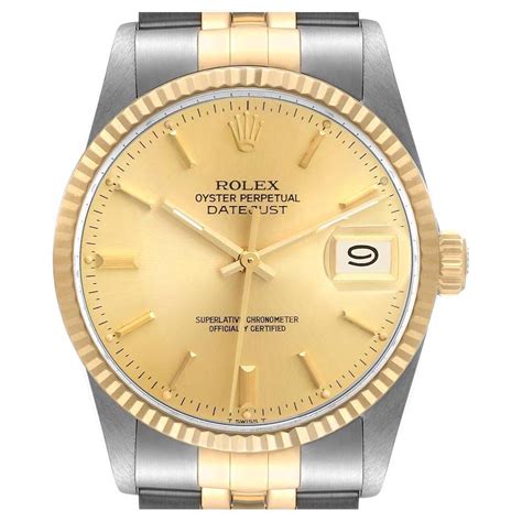 Rolex Datejust 36 Steel Yellow Gold Vintage Mens Watch 16013 For Sale