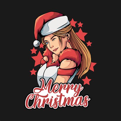 Pretty Girl Christmas T Shirt Design Artwork Merry Christmas Poster