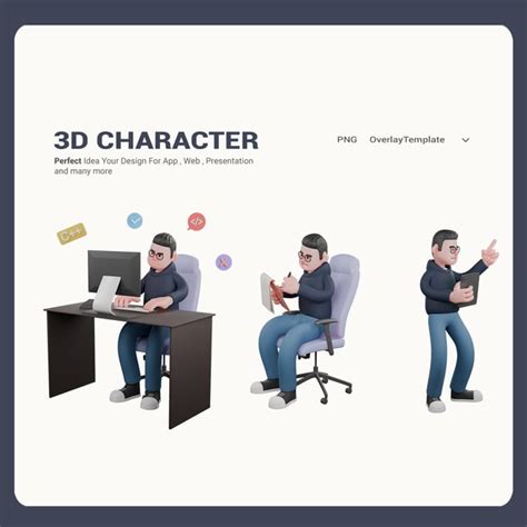 Programmer 3d Character Tech Illustration Illustrations Ft 3d Icons