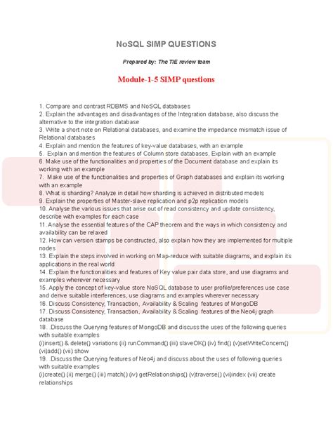 Module 1 Introduction To Nosql 22mca335 Study Notes Studocu