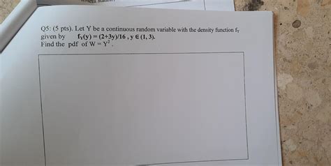 Solved Q5 5 Pts Let Y Be A Continuous Random Variable