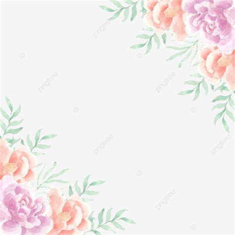소프트 핑크와 오렌지 빈티지 수채화 장미 꽃 테두리 혼례 꽃무늬 수채화 Png 일러스트 및 Psd 이미지 무료 다운로드 Pngtree