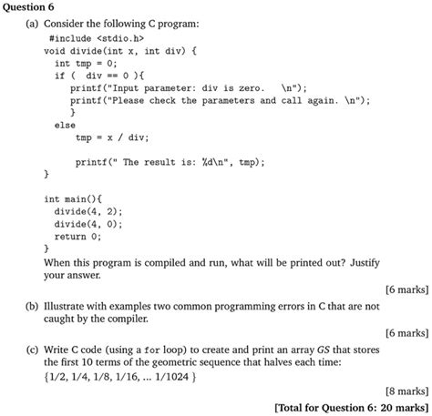 Solved Consider The Following C Program Include Void