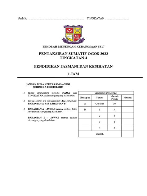 Ujian Ppt Pjpk T4 2020 Pdf