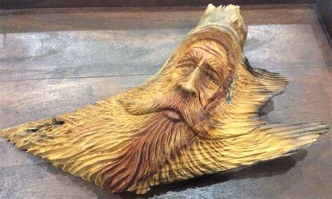 Large Carved Wood Face Spirit Forest Signed L Holloway 1843246821