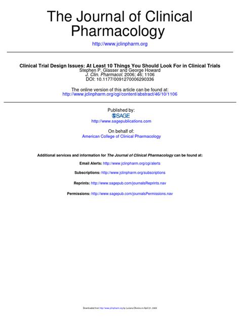 Clinical Trial Design Issues At Least 10 Things You Should Look For In Clinical Trials Pdf