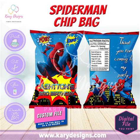 Spiderman Chip Bag Kary Designs