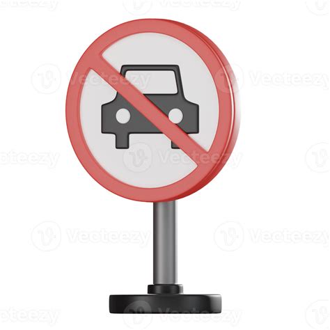 No Car Sign 3d Illustration Vehicle Restriction Graphic For Safety