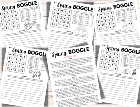 5 Spring Boggle Boards Literacy Word Game Activities Bulletin Board Letters