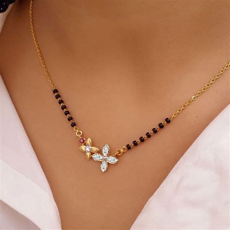 Buy High Quality Gold Plated Flower Mangalsutra Diamond Mangalsutra