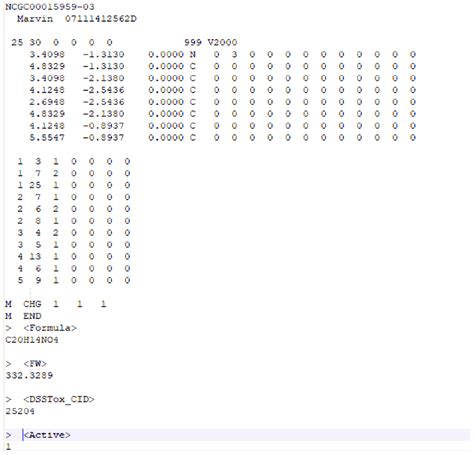 Structure Data File Sdf Format For A Single Drug Molecule Of The Aryl
