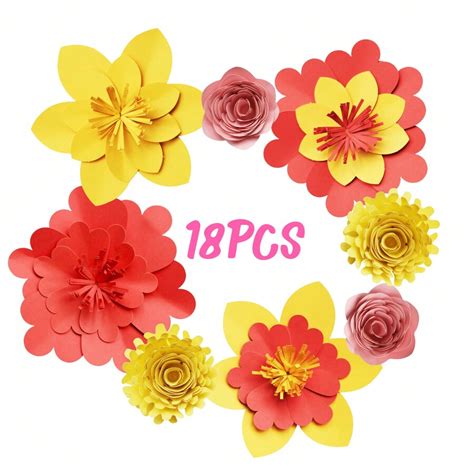 18 Pieces Colorful Tissue Paper Flowers Creatively Fiesta Paper Flowers Funny Paper Flowers