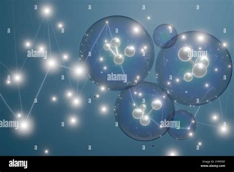 Abstract Illustration Of Molecular Structures With Glowing Elements Representing Scientific