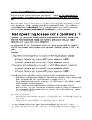 7 3 Example Net Operating Losses Considerations Docx Lesson 7 3 Example Net Operating Losses