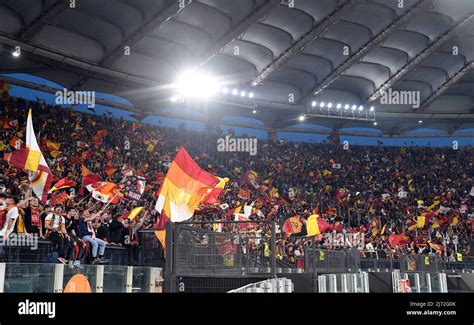 Roma Fans In The Stands Ahead Of The Uefa Europa Conference League Semi