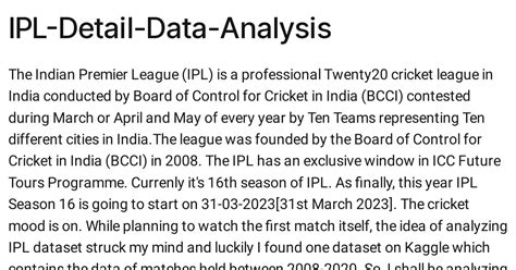 Ipl Detail Data Analysis Notebook By Prajwal Karmarkarg