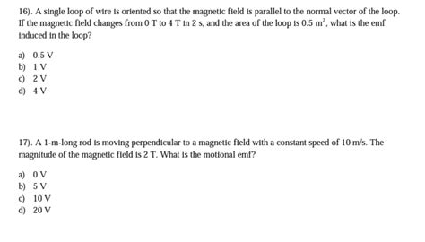 Solved 16 A Single Loop Of Wire Is Oriented So That The