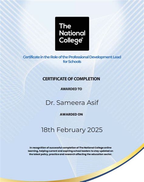 Newcertificate Keeplearningkeepgrowing Dr Sameera Asif Siddiqui