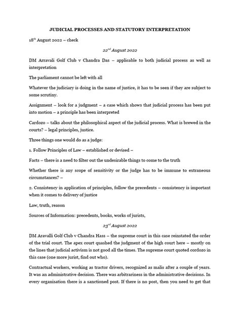 Judicial Processes And Statutory Interpretation Pdf Statutory