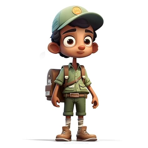 Premium Ai Image 3d Render Of A Boy Scout With Backpack And Cap On