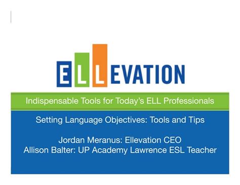 Setting Ell Language Objectives Webinar Slides From Ellevation Education Pdf