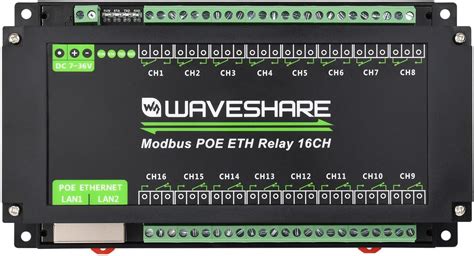 Waveshare 16 Ch Ethernet Relay Module Modbus Rtumodbus Tcp Protocol Ethernet Communication