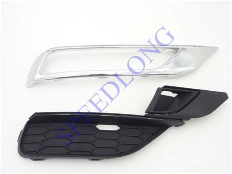 1 Set Rh Right Side Chrome Front Bumper Fog Light Covers Inner And