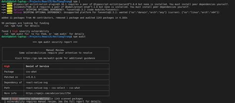 Node Modules Found 1 High Severity Vulnerability React Native Svg