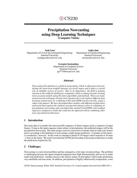 Pdf Precipitation Nowcasting Using Deep Learning Techniques