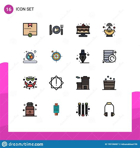 User Interface Pack Of 16 Basic Flat Color Filled Lines Of Rgb Color Birthday Satellite