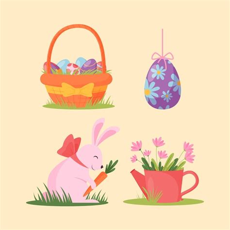 Free Vector Flat Design Elements Collection For Easter Celebration