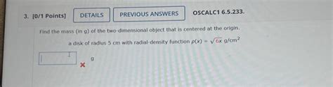 solved find the mass in g of the two dimensional object