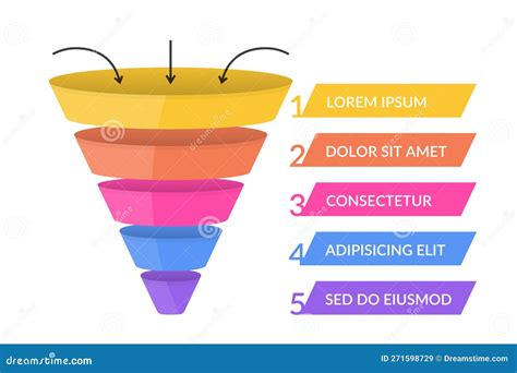 Funnel Diagram Infographic Template Cartoon Vector