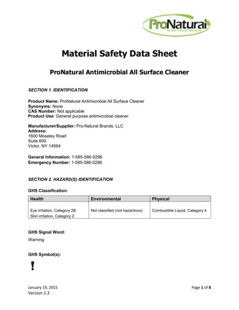 Msds Sheet For Formula 409 Antibacterial All Purpose Cleaner Flash