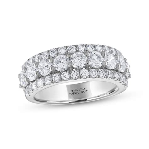 The Leo Ideal Cut Diamond Three Row Anniversary Ring 2 Ct Tw 14k White