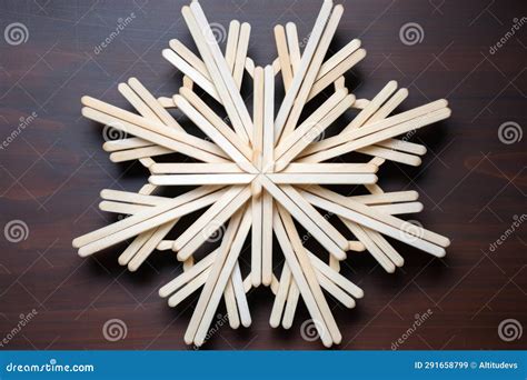 Popsicle Sticks Arranged For A Snowflake Craft Stock Image Image Of Winter Seasonal 291658799