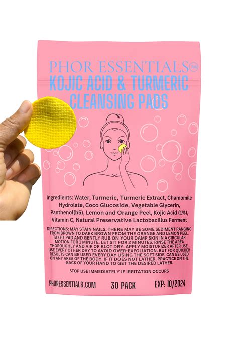 Kojic Acid Turmeric Ashwagandha Exfoliating Cleansing Pads PHOR
