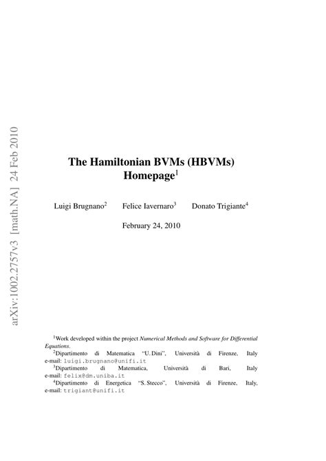 Pdf The Hamiltonian Bvms Hbvms Homepage