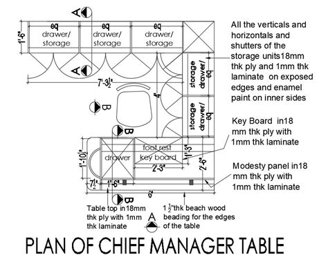 Office Manager Table Plan Autocad Drawing Download Now Cadbull