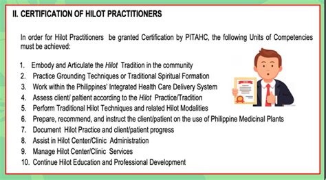 Commentary On Pitahc Competency Standards For Hilot Hilot Academy Of