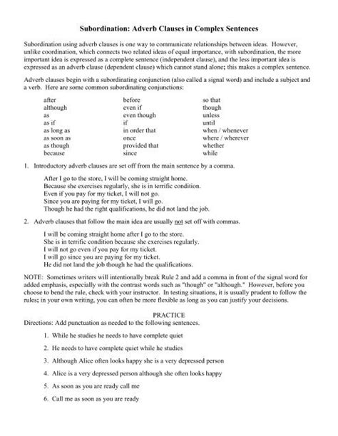 Adverb Clauses In Complex Sentences Sinclair Community College