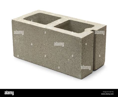 Single Gray Concrete Cinder Block Isolated On White Background Stock