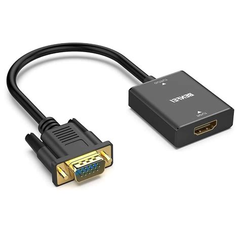 B BENFEI Female HDMI Input To Male VGA Output Adapter With Mm Audio Jack Compatible For TV
